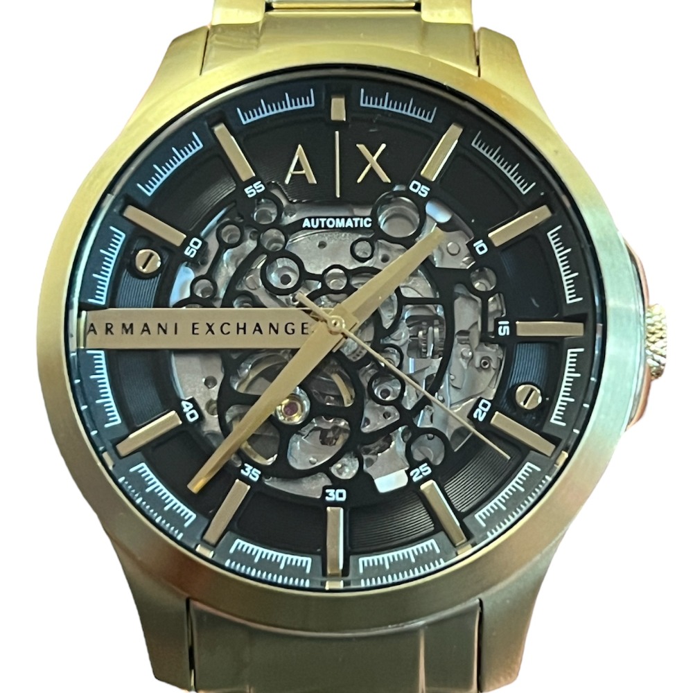 Pre-owned Armani Exchange Automatic Gold-Tone Stainless Steel Men's ...